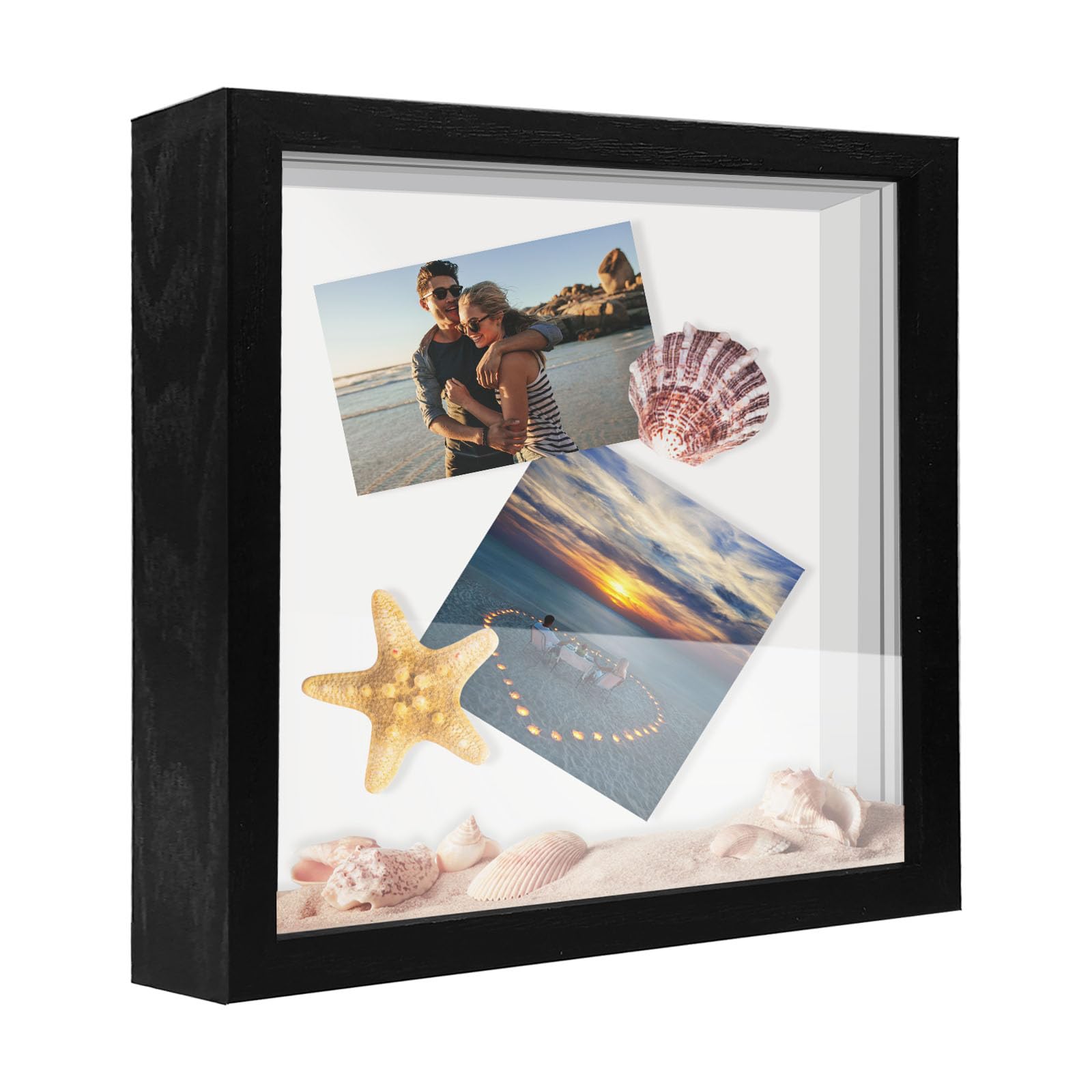 SUNMEG 12x12 Shadow Box Frame Display Case, Wood with Plexiglass ...