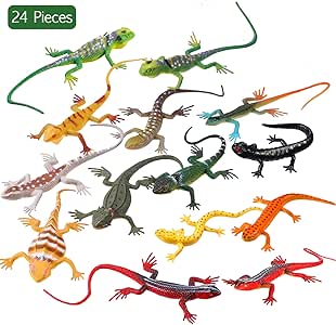 Amazon.com: 24 Piece Artificial Model Reptile Lizard Colorful Plastic ...