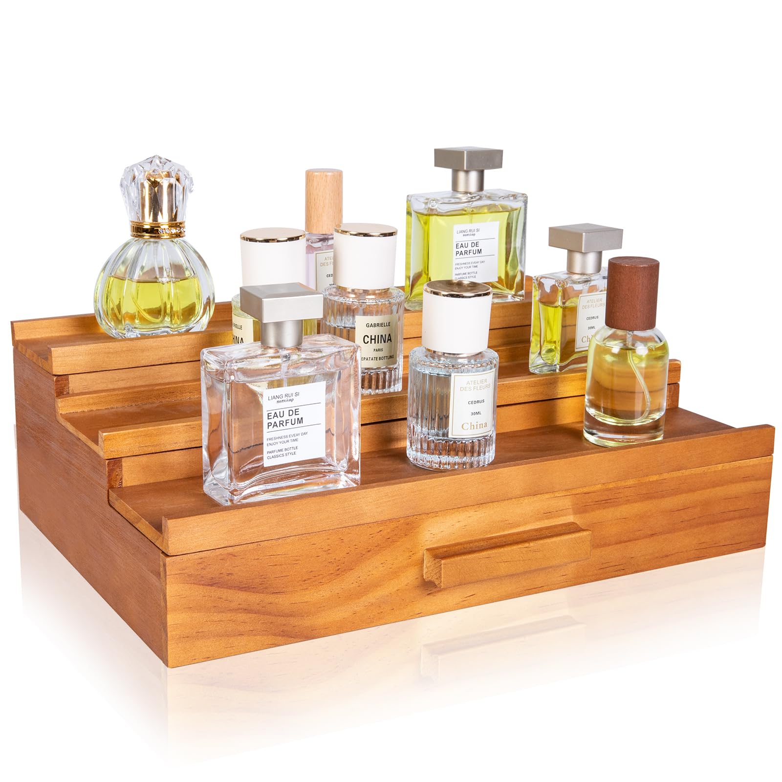 Leekimid Wooden Cologne Organizer for Men, 3 Tier Perfume Organizer ...