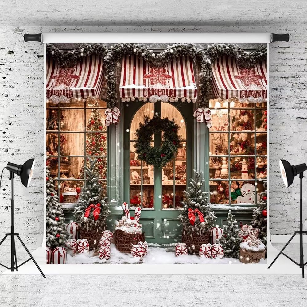 Kate Christmas Backdrop for Pictures Winter Snow Gift Store Backdrops Xmas Trees Background for ...