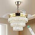 Finktonglan 42'' Dimmable Chandeliers Fan, Crystal Ceiling Fan with Lights with APP & Remote ...