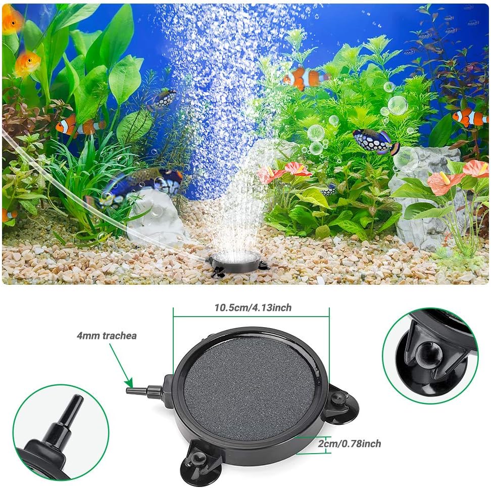 Hydroponic Oxygen Plate, 4” Aquarium Air Stone 4 Pcs Silent Fish Tank ...