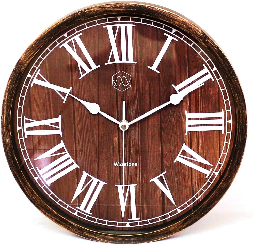 Reloj de pared clásico con números romanos clásico, bronce de imitación ...