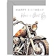 Amazon.com : Motorcycle Birthday Card for Men - Birthday Motorbike Gifts for Him - Harley ...