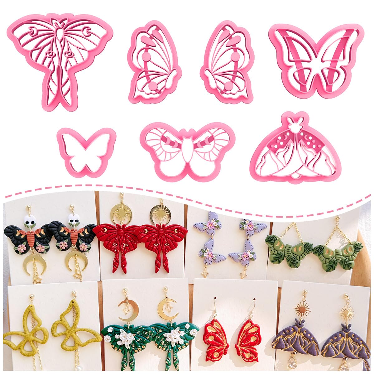 Keoker Butterfly Polymer Clay Cutters - 7 Shapes Embossed Butterfly ...