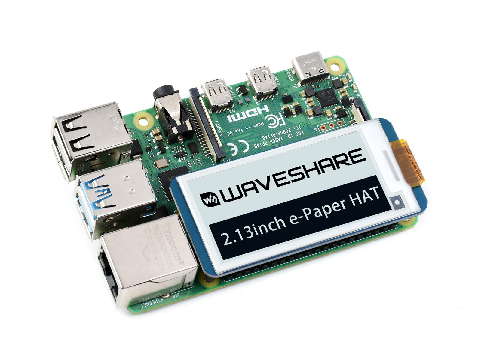 213inch E Ink Display Hat V4 Version 250x122 Resolution 33v5v Black White Two Color E Paper