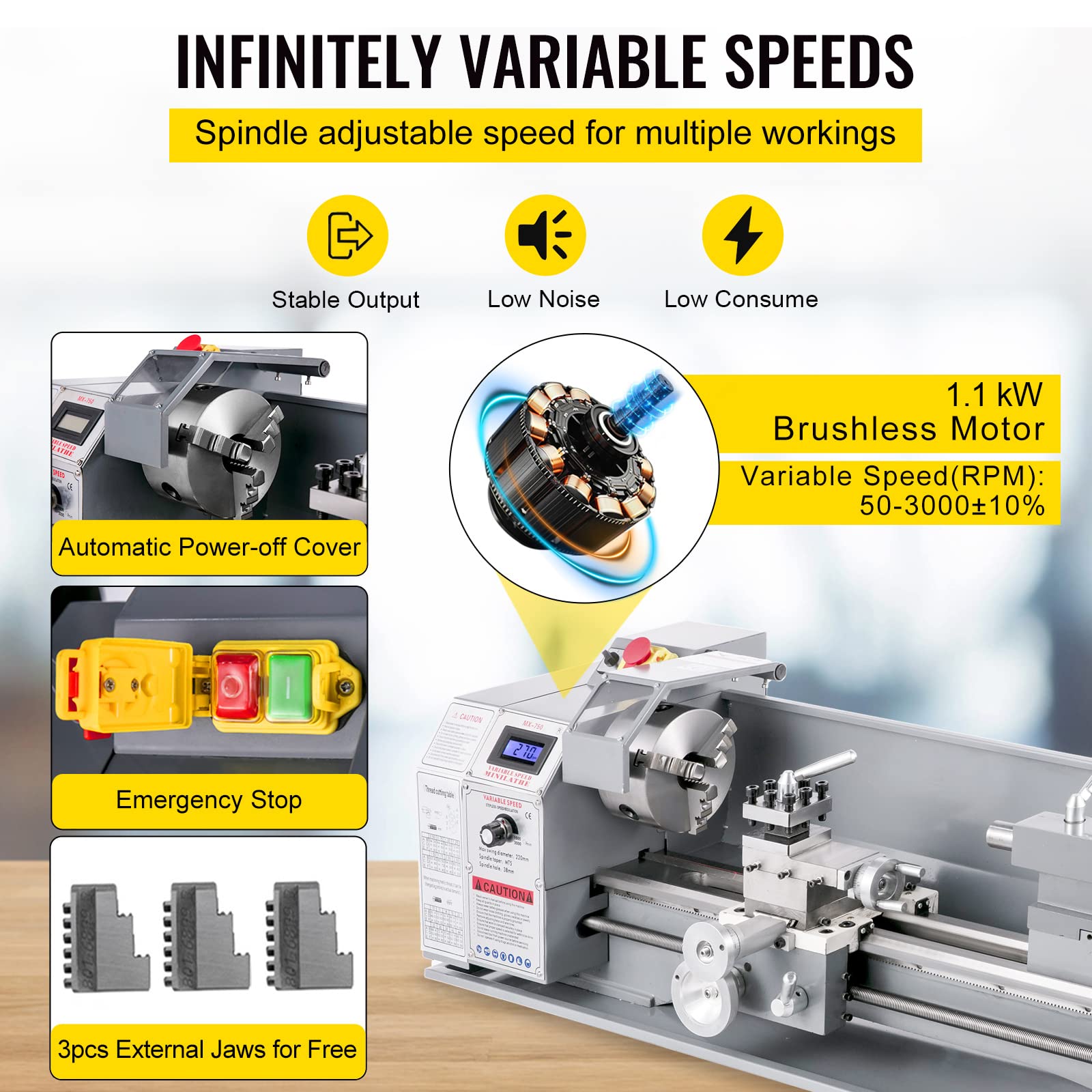 Mua VEVOR Metal Lathe 8.7 x 29.5 Inch/220 x 750MM Mini Metal Lathe 1 ...