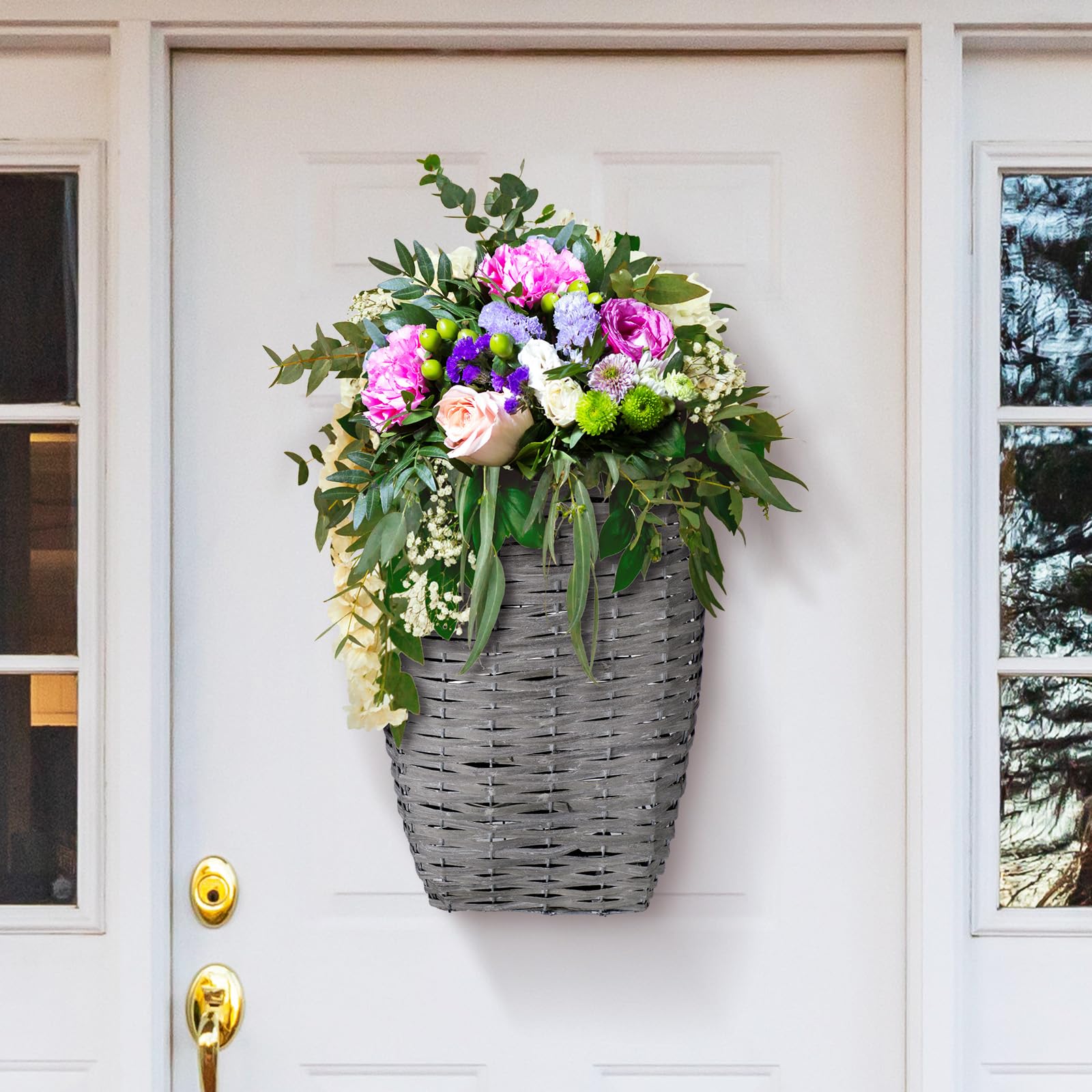 Marsui Front Door Basket Woven Hanging Basket with Hemp Rope Handmade ...