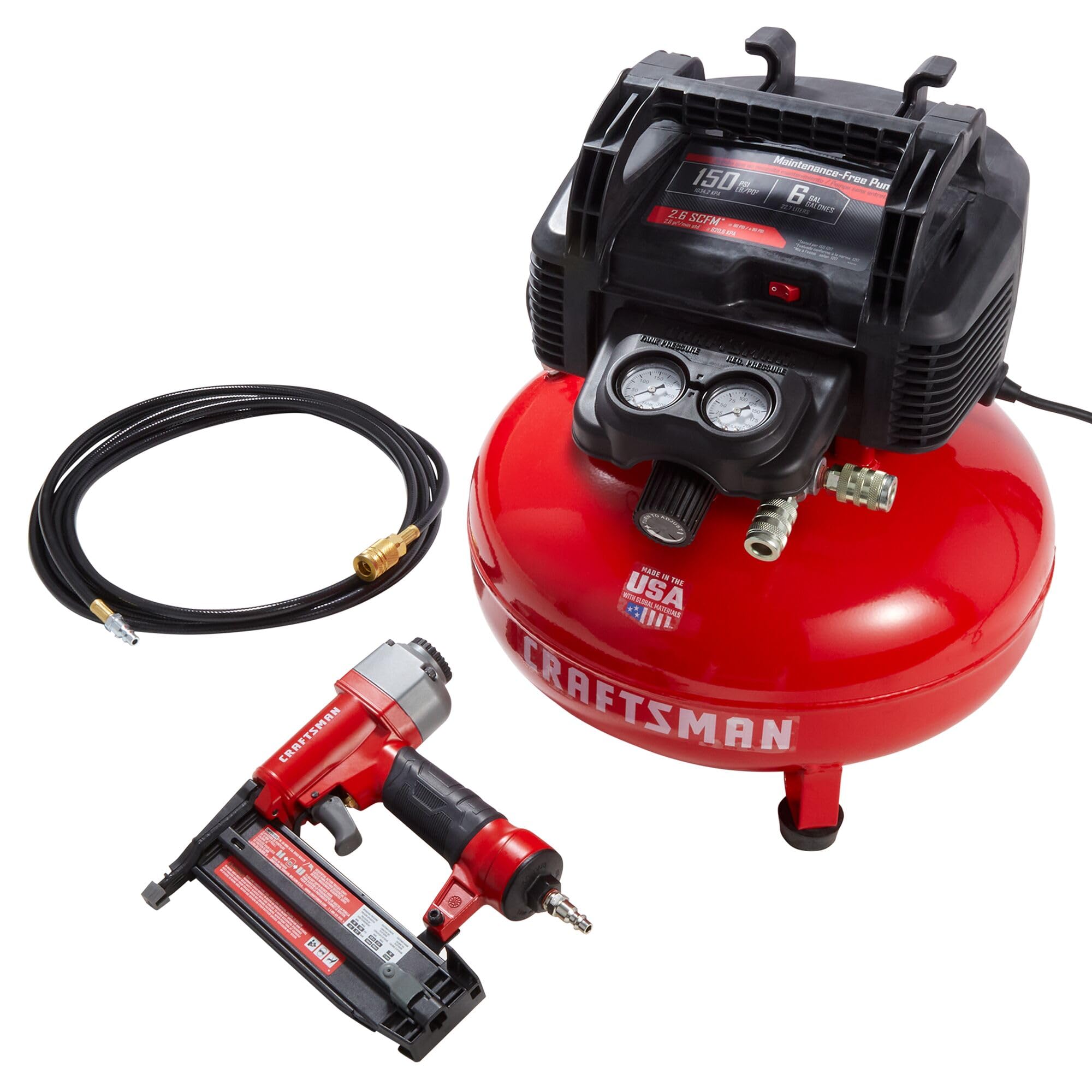CRAFTSMAN Brad Nailer and Air Compressor Combo Kit With Hose ...