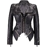 SX Women's Fashion Studded Perfectly Shaping Faux Leather Biker Jacket (XS, Red) at Amazon Women ...