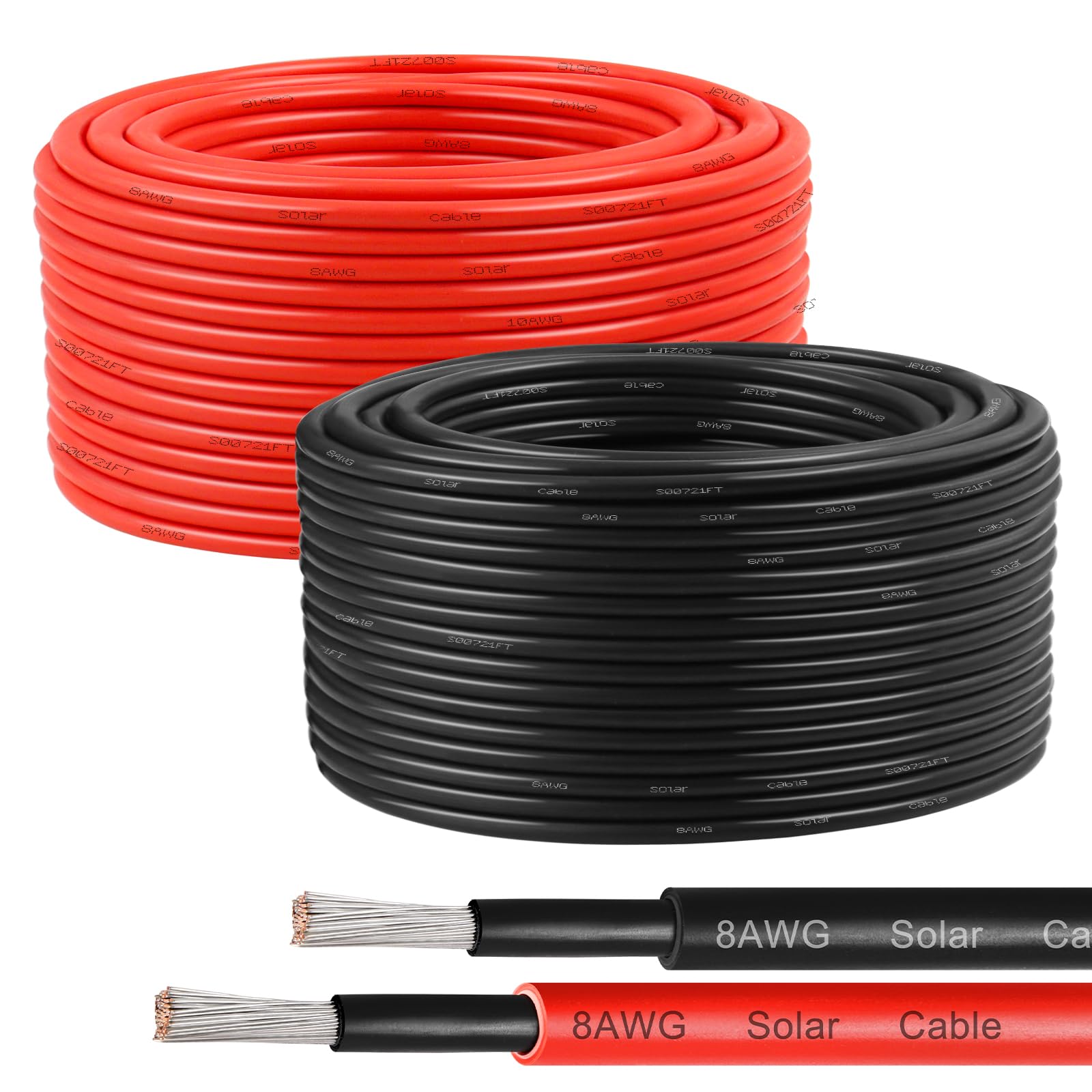 8AWG Solar Panel Wire 10mm², 2 Pack 100FT Red & Black Solar Extension ...