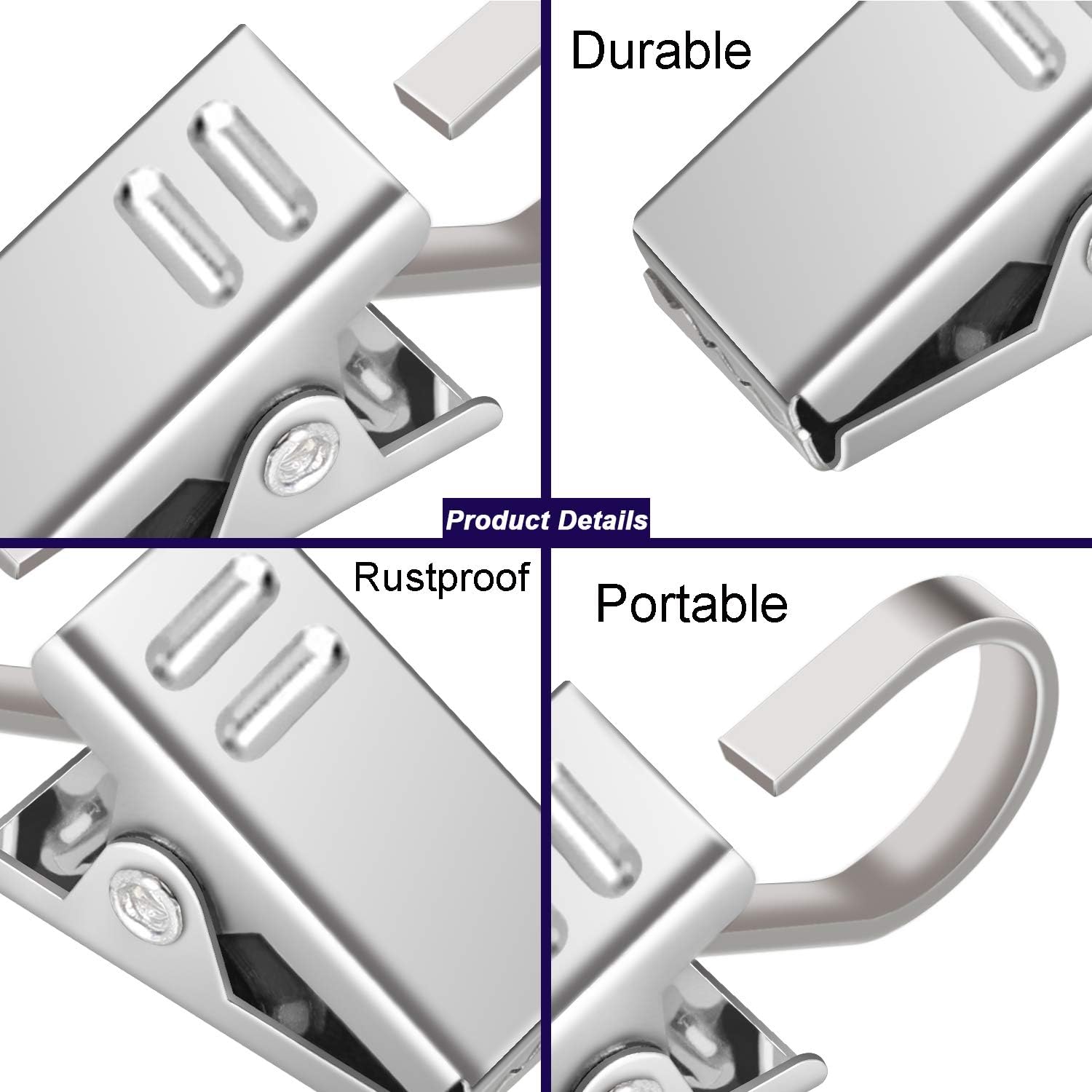 OOTSR [60 Pack] Stainless Steel Clips w/Hook for Curtain, Photos, Home ...