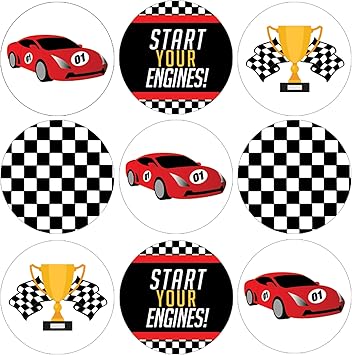 Amazon.com: Race Car Party Favor Stickers - 180 Labels: Health ...