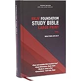NKJV, Foundation Study Bible, Large Print, Leathersoft, Brown, Red Letter, Thumb Indexed ...