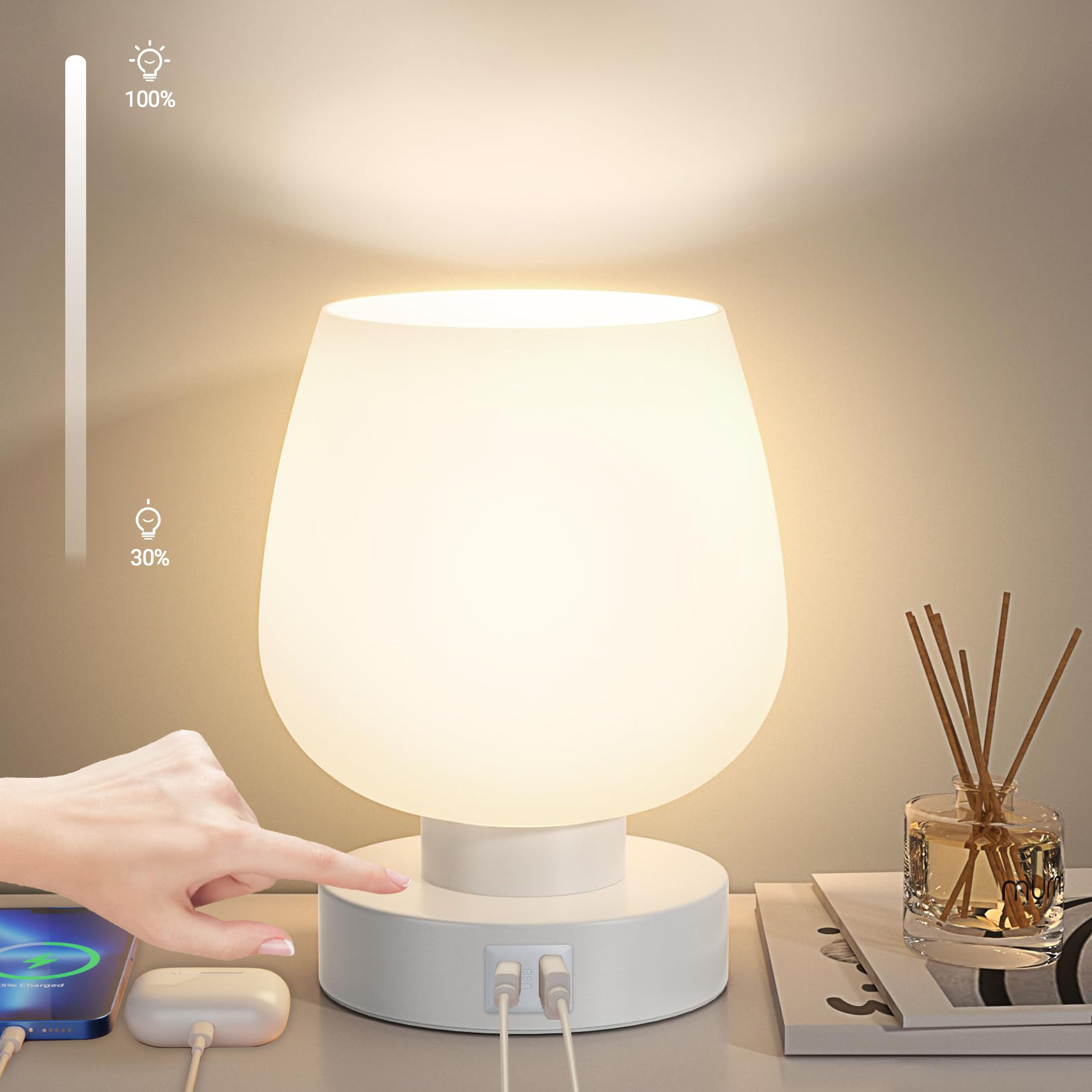 ECOESPTI Touch Bedside Lamp, Mini Stepless Dimmable Table Lamps for ...