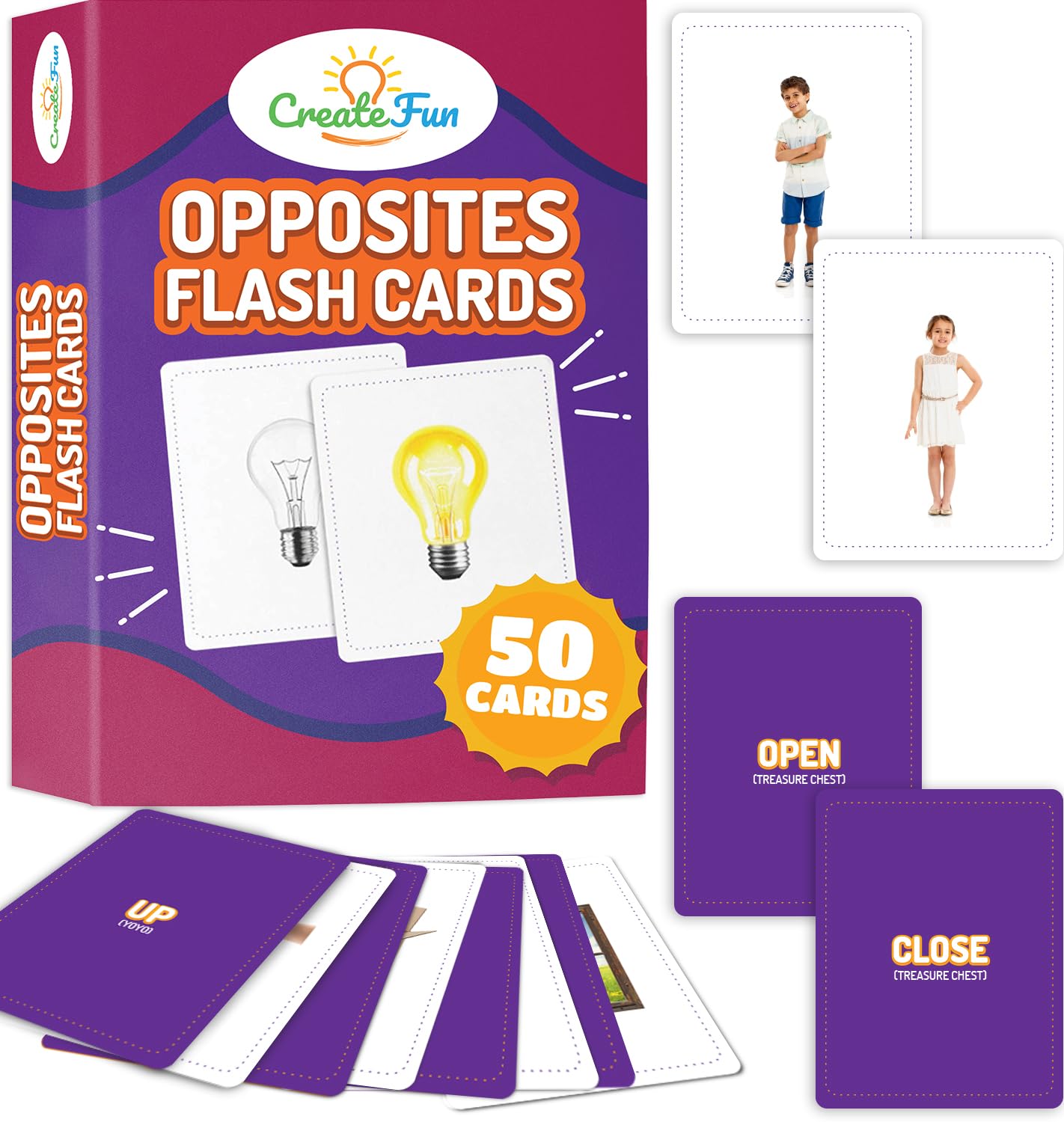 Mua Opposites Flash Cards for Kids & Adults – 50 Realistic Matching ...