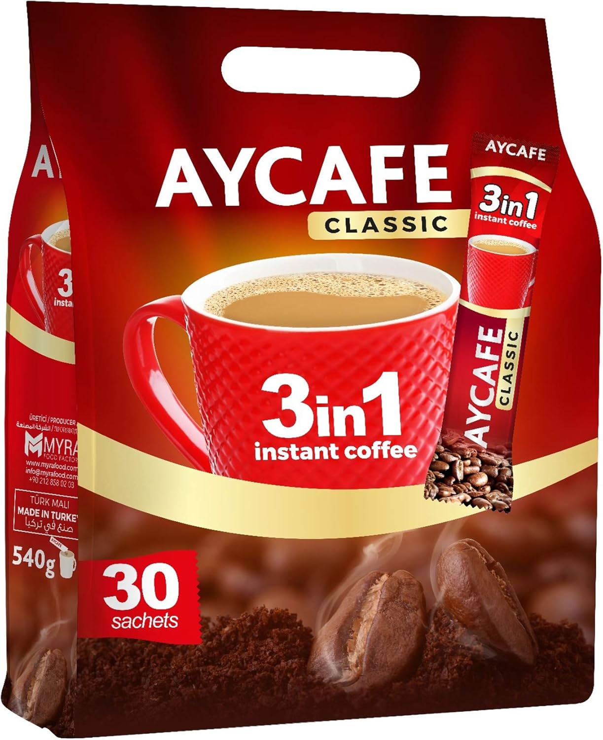 Aycafe Classic 3in1 Instant Coffee 30 Sachets, 540 gm: Buy Online at ...