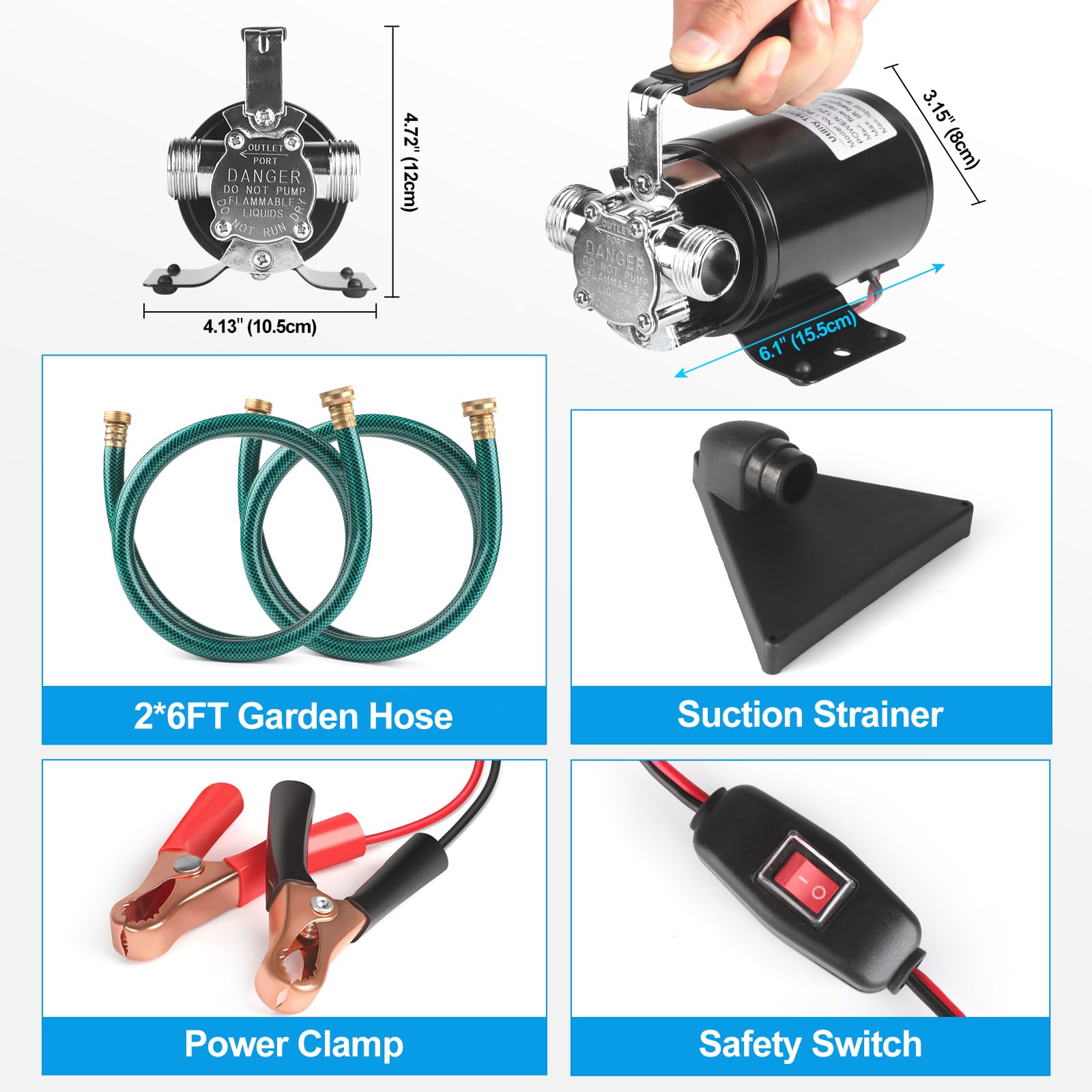 FIDISP 12 Volt Water Pump, Portable Transfer Pump, 330GPH Larger Flow ...