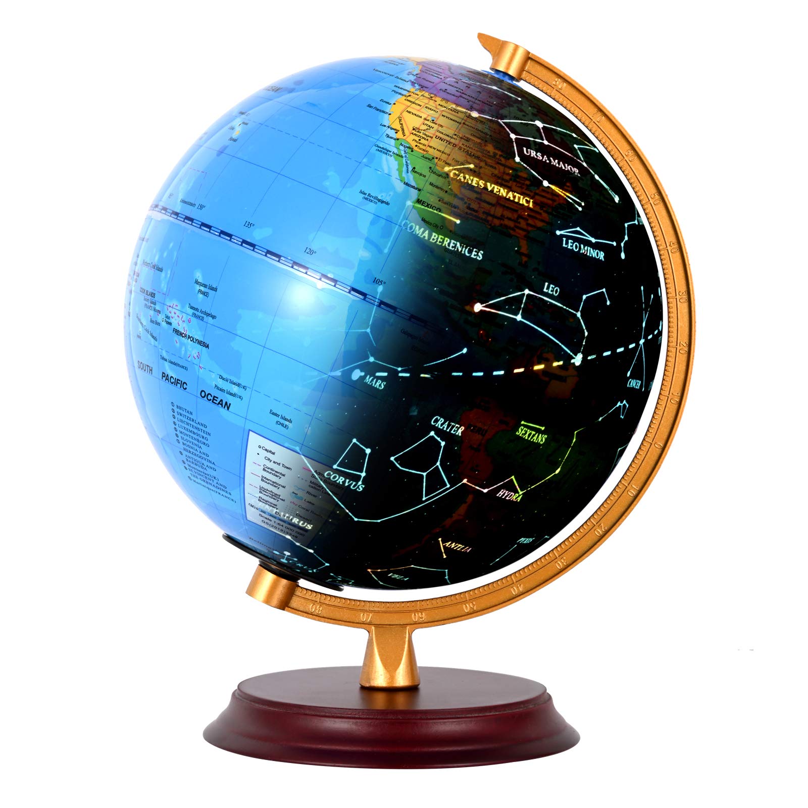 Buy Fun Lites Illuminated Globe with Wooden Base, 20cm LED World Globe ...