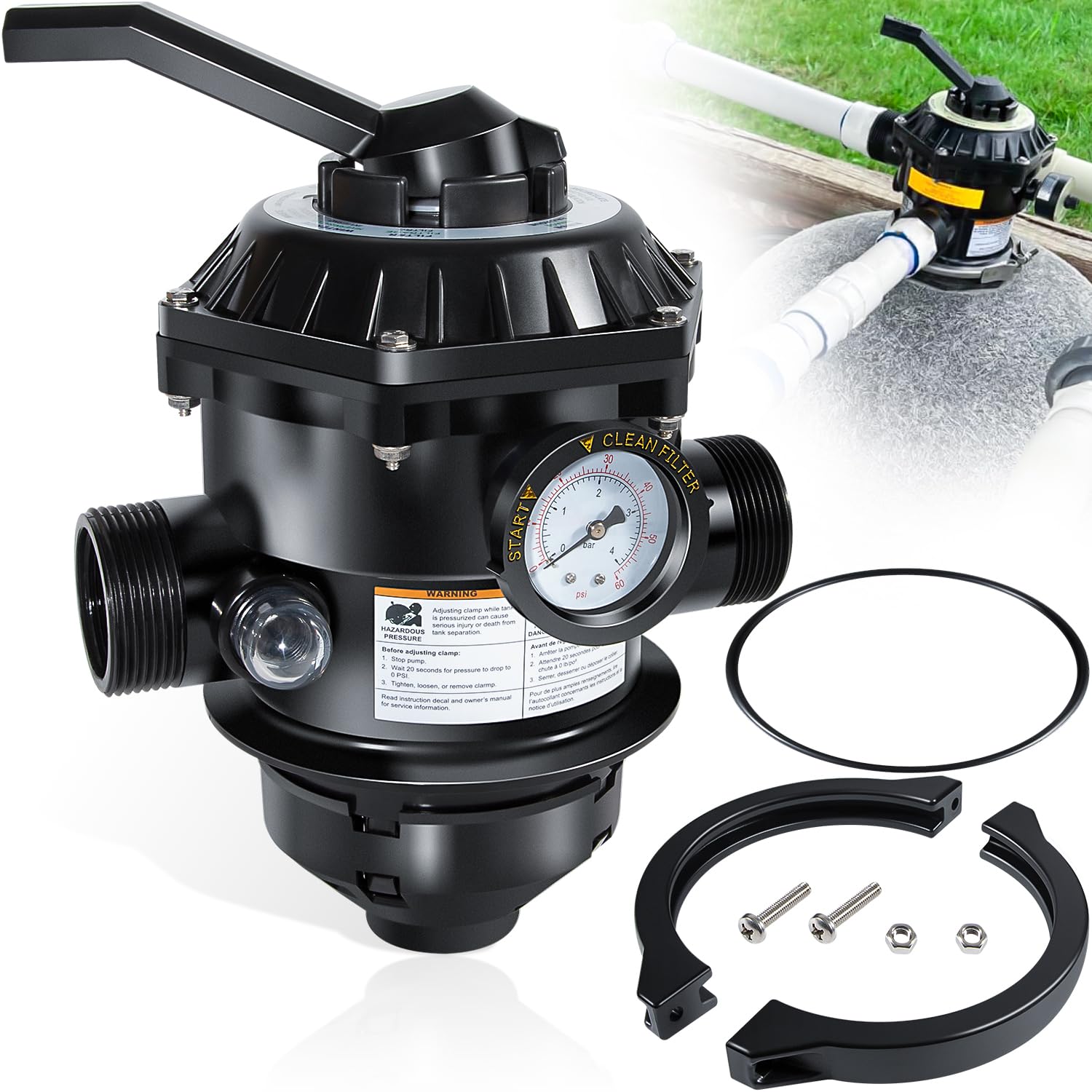 E-cowlboy 262506 1-1/2-Inch 6-Way Clamp Style Multiport Valve Top Mount ...