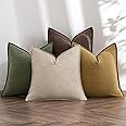Amazon.com: MIULEE Neutral Green/Brown Linen Pillow Covers Pack of 4 Decorative Nautral Solid ...