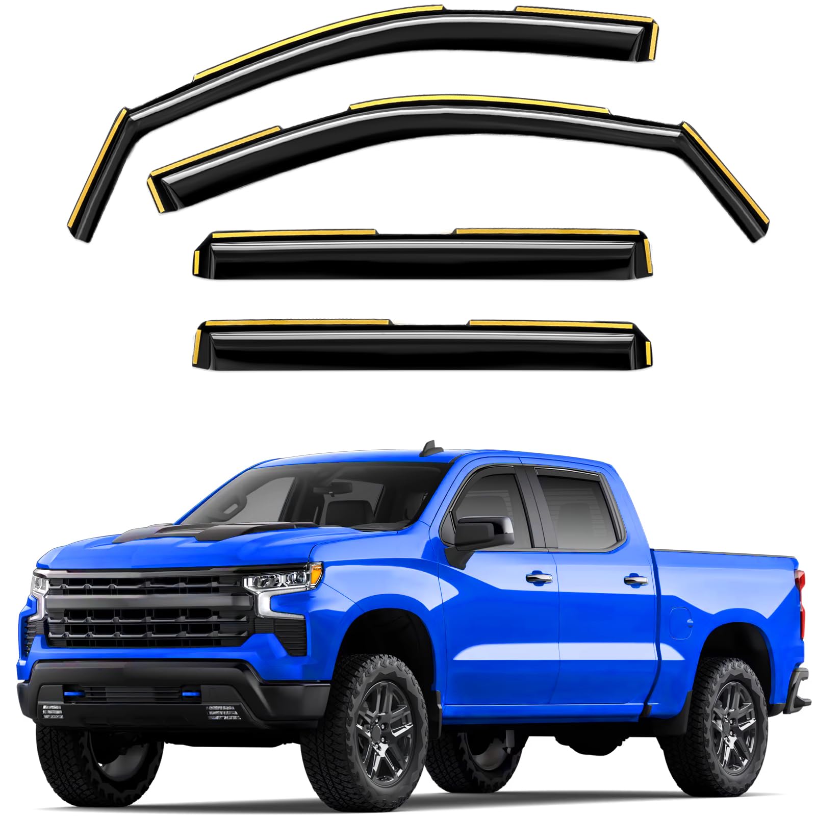 Deejecsun In-Channel Window Rain Guards Fit For Chevy Silverado/GMC ...