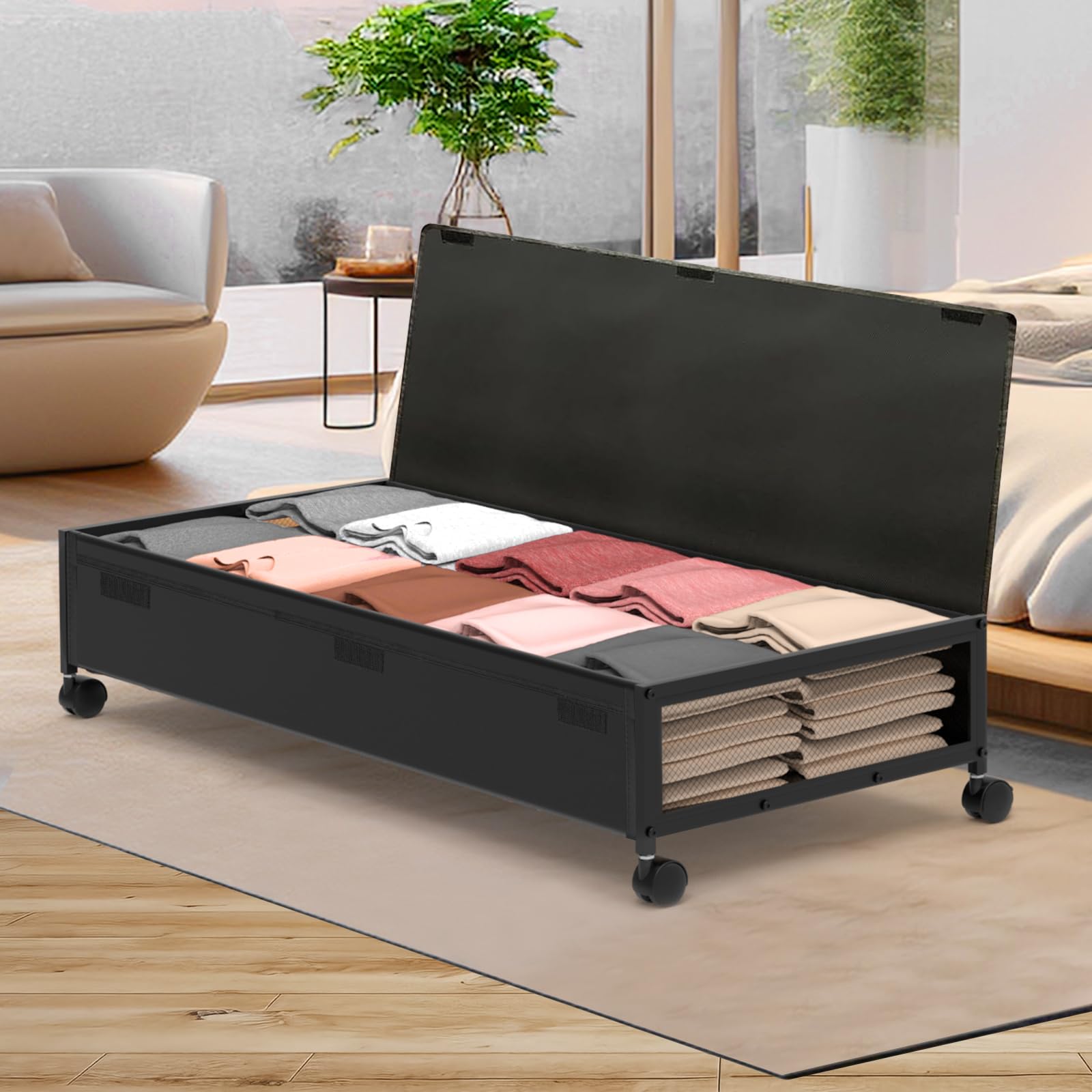 MixcMax Underbed Storage Containers with Wheels - Lengthen Under Bed ...