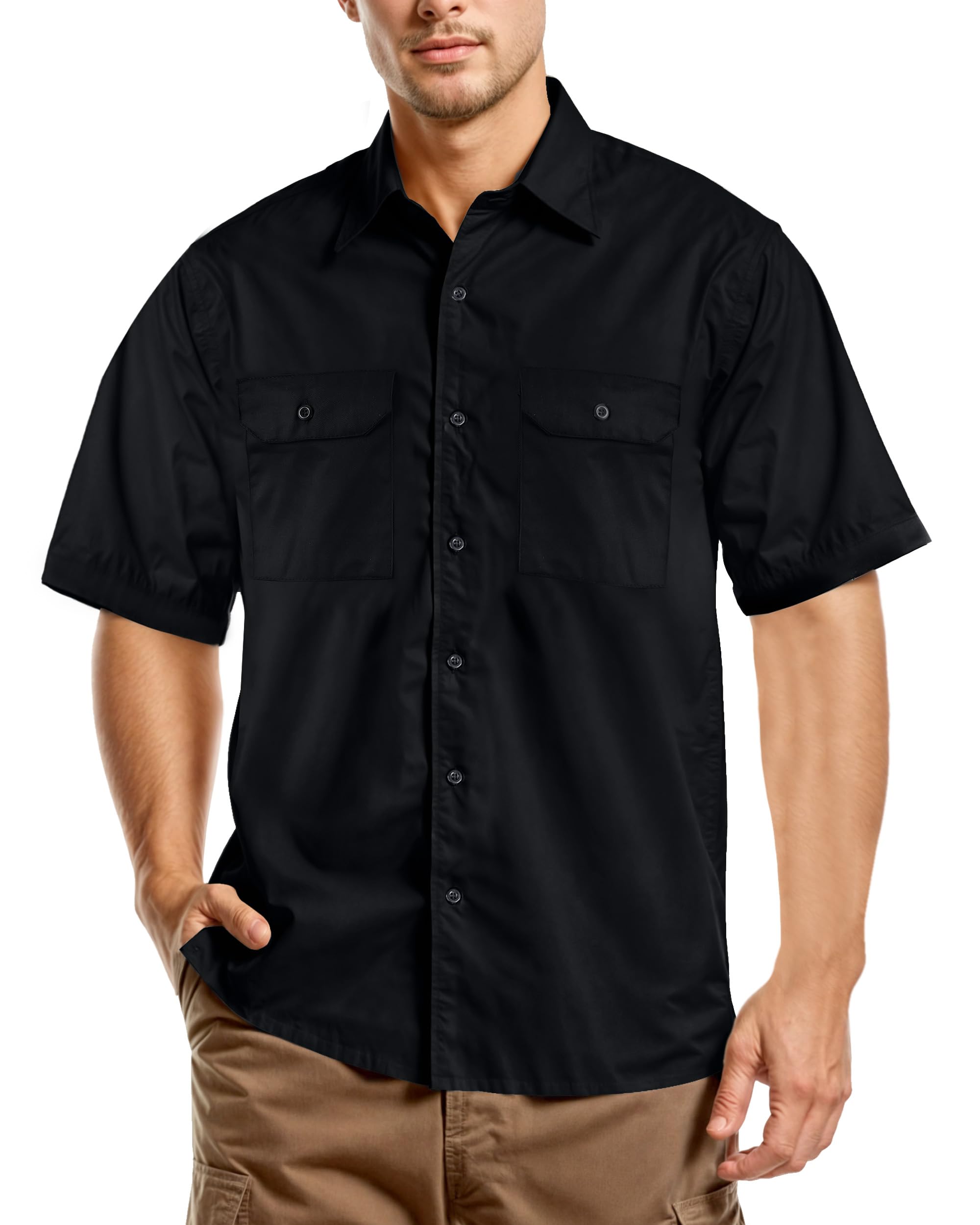 NY Threads Men's Work Shirt, Short Sleeve, Two Pockets, Durable Work ...
