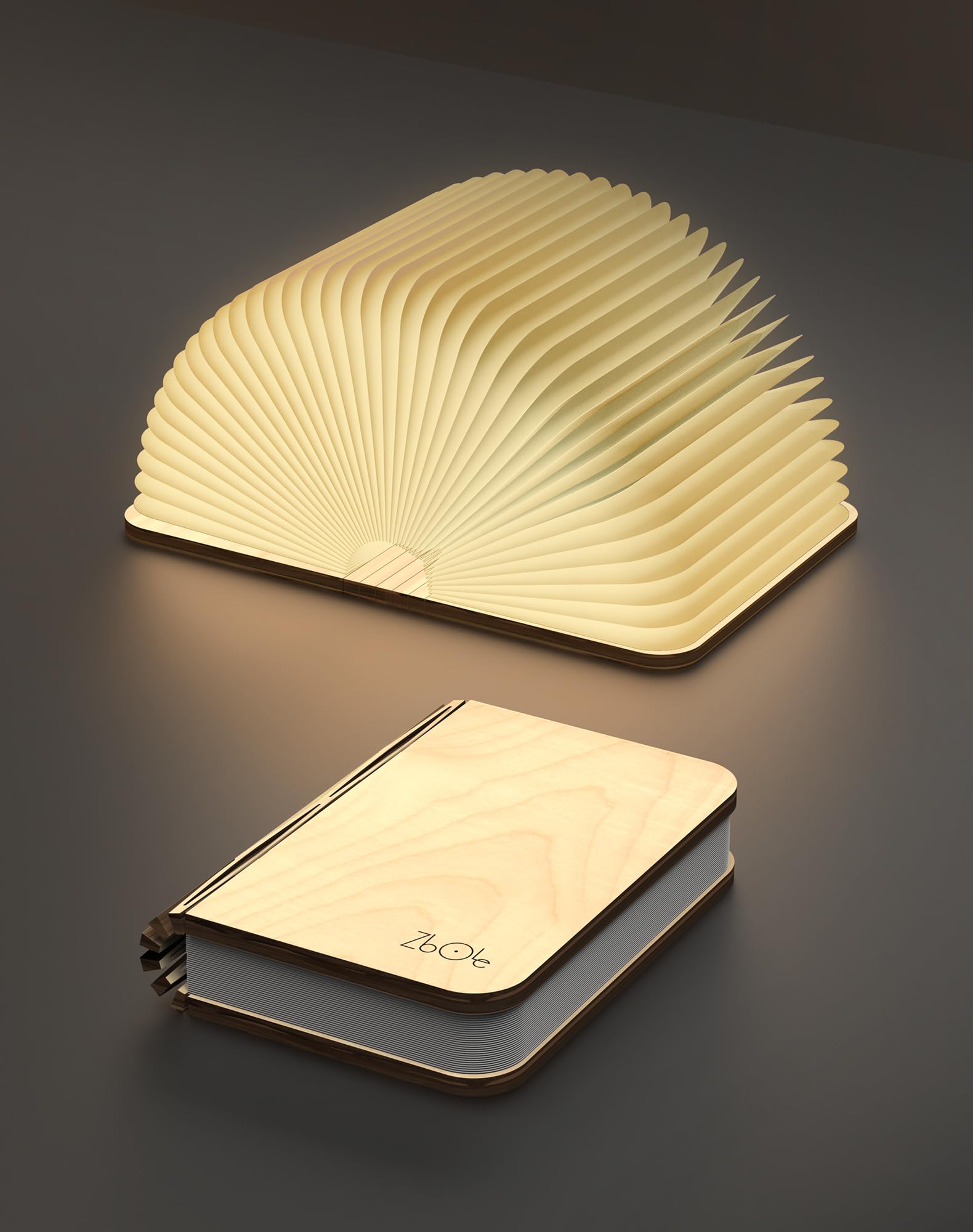 ZBOLE 4.7 Inch Wooden Book Lamp,3 Colors Folding Book Light, Battery ...
