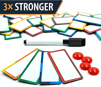 Amazon.com : 32 Pieces Strong Dry Erase Magnetic Labels 3.3" x 1.3 ...