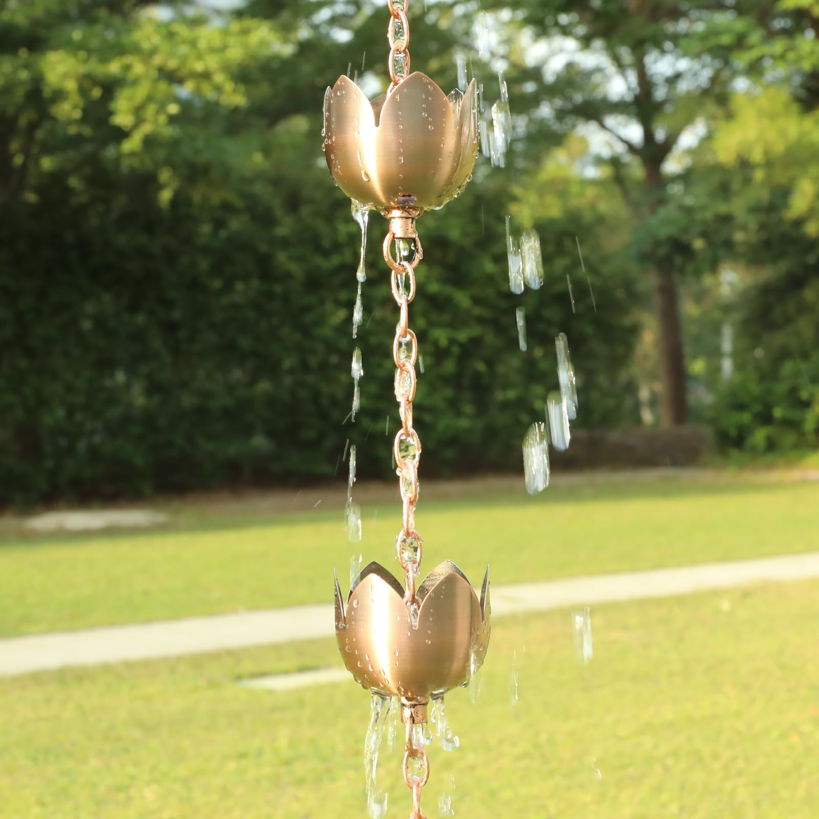 Mua taman Rain Chain Set, 5.28ft Lotus Cup Rain Chain for Gutters ...