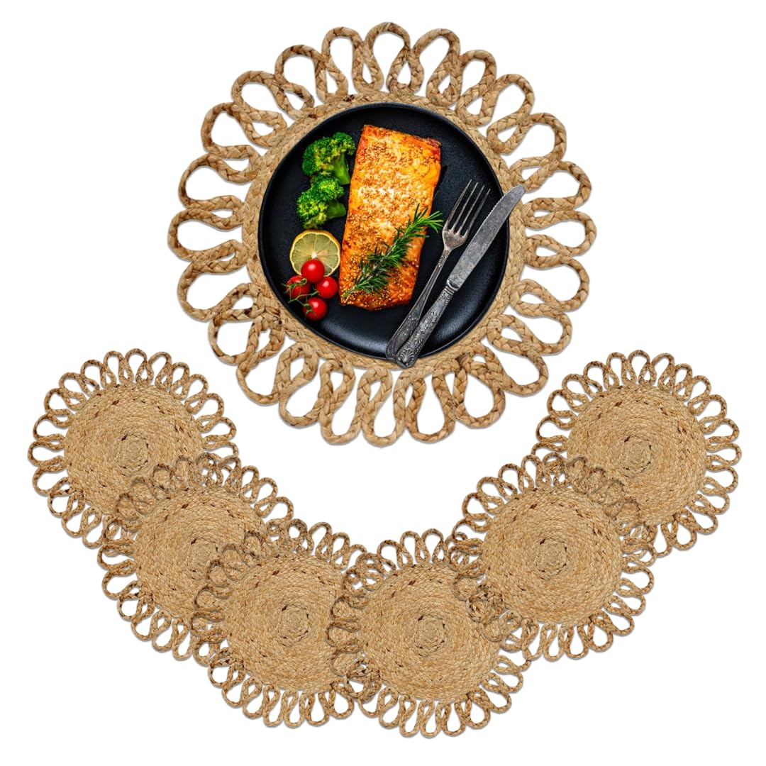 Jute Hand Braided Placemats Set of 6 | 14 Inches Artistic Round ...