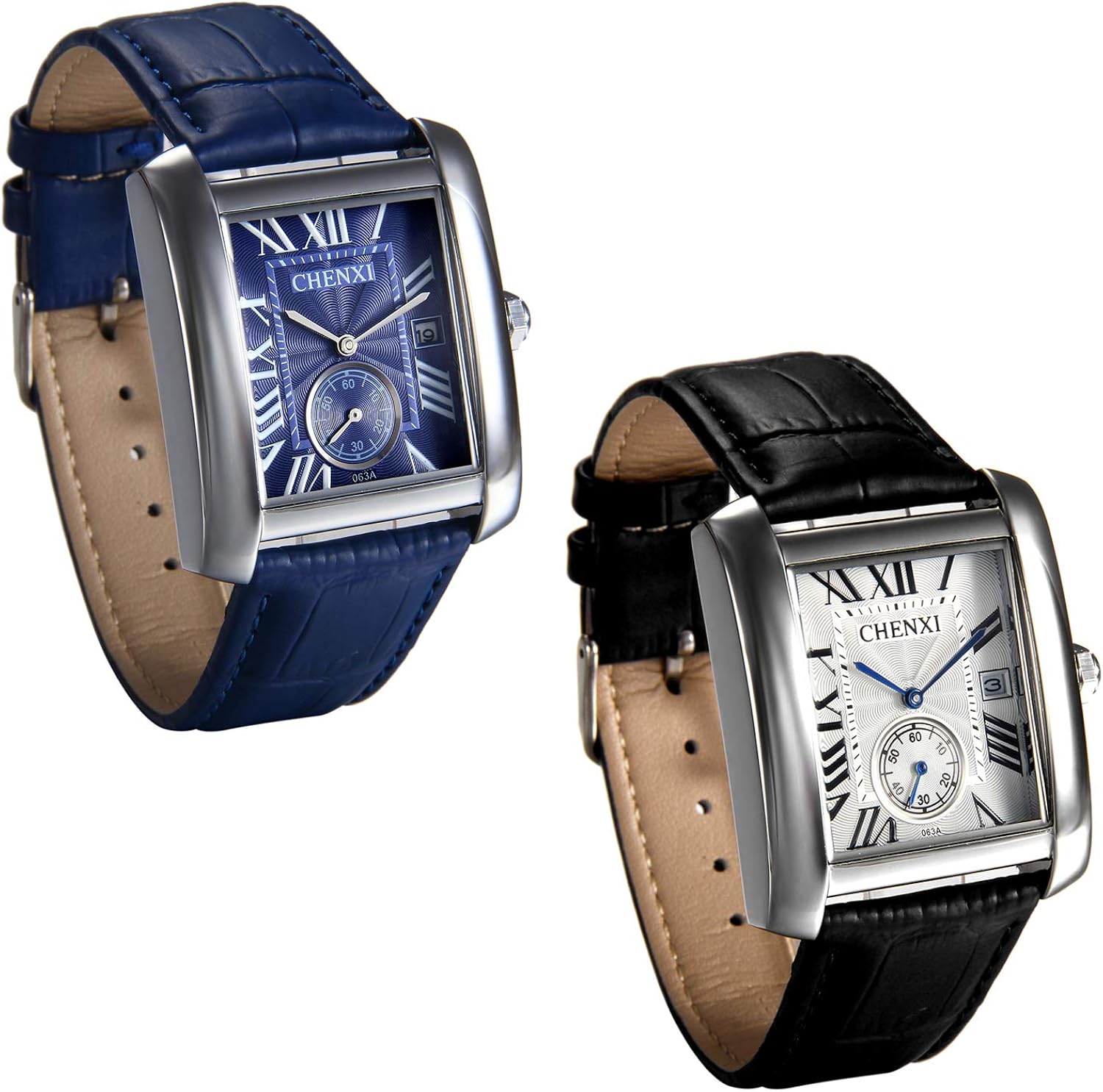 JewelryWe 2pcs Relojes Azul/Blanco para Hombre Relojes de Caballero ...