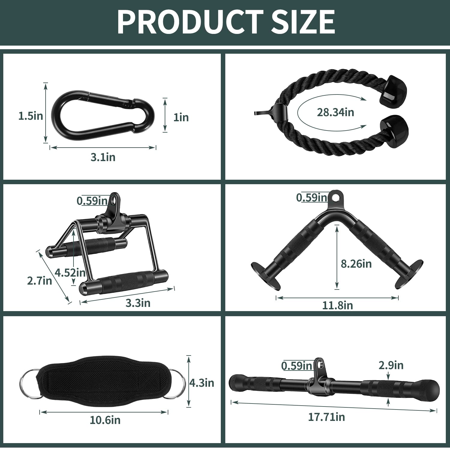 Mua WNOEY Solid Steel Cable Machine Accessories for Home Gym, Triceps ...