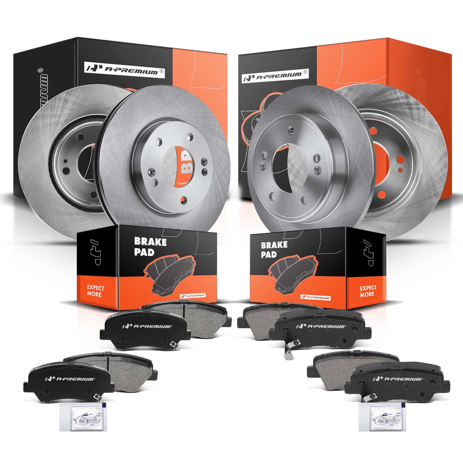 A-Premium Front Vented & Rear Solid Disc Brake Rotors + Ceramic Pads ...
