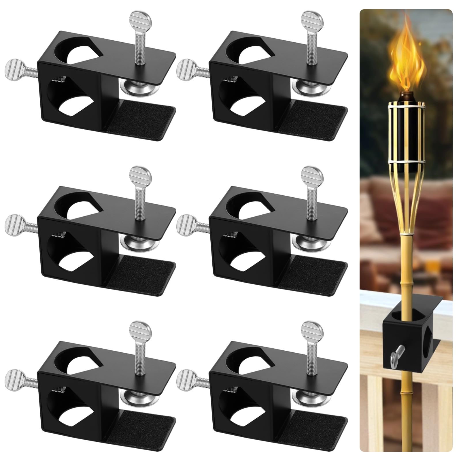 Mua Lnrueg 6 PCS Deck Torch Clamps, Porch Rail Torch Clamp, Backyard ...