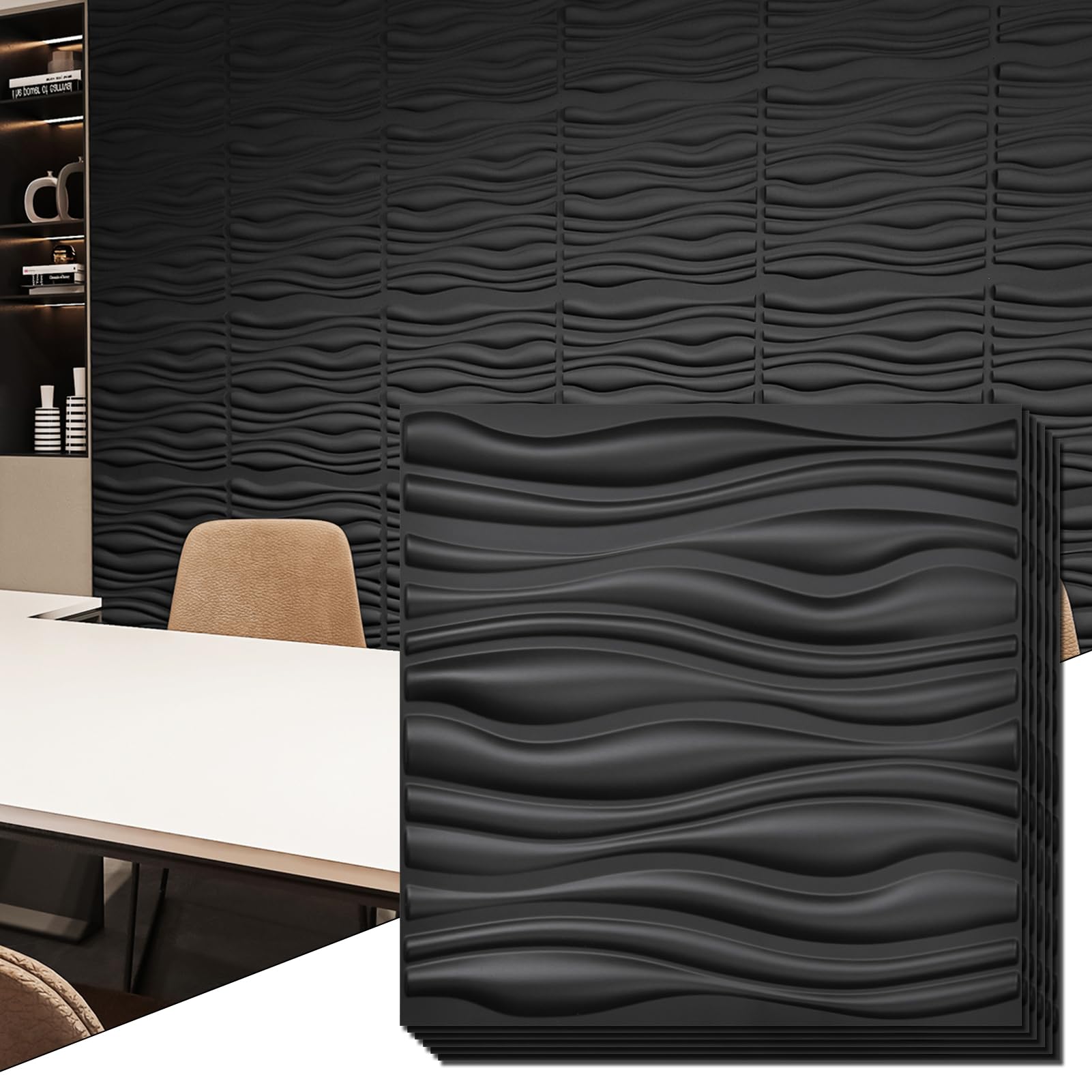 Art3d Durable Plastic 3D Wall Panel PVC Wave Wall Design, White, 12 ...