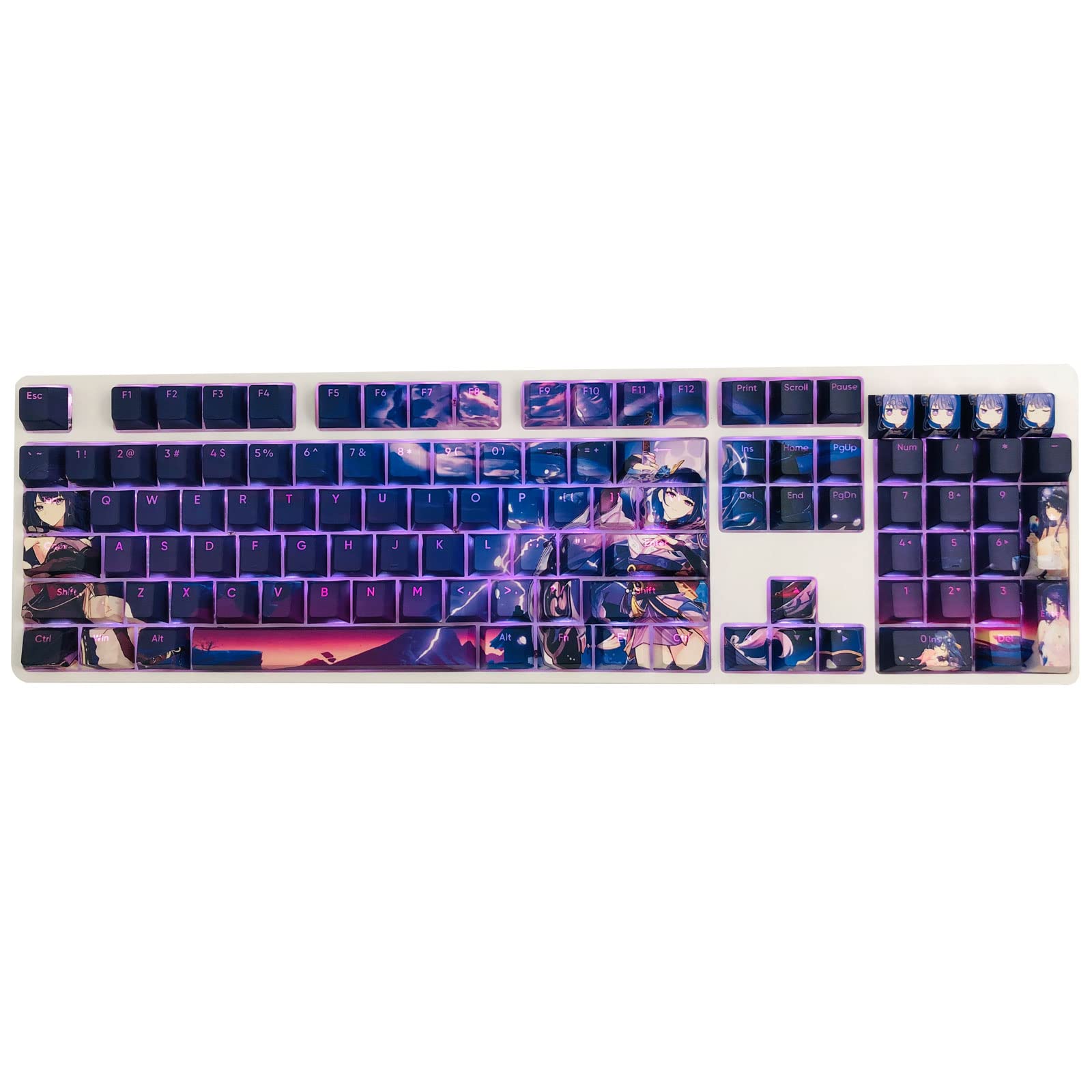Mua CN GAMING Genshin Impact Raiden Shogun PBT Backlit Keycaps 108 Full ...