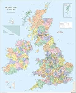Grandes Islas Británicas UK mapa político – Papel laminado 120 x 100 cm ...