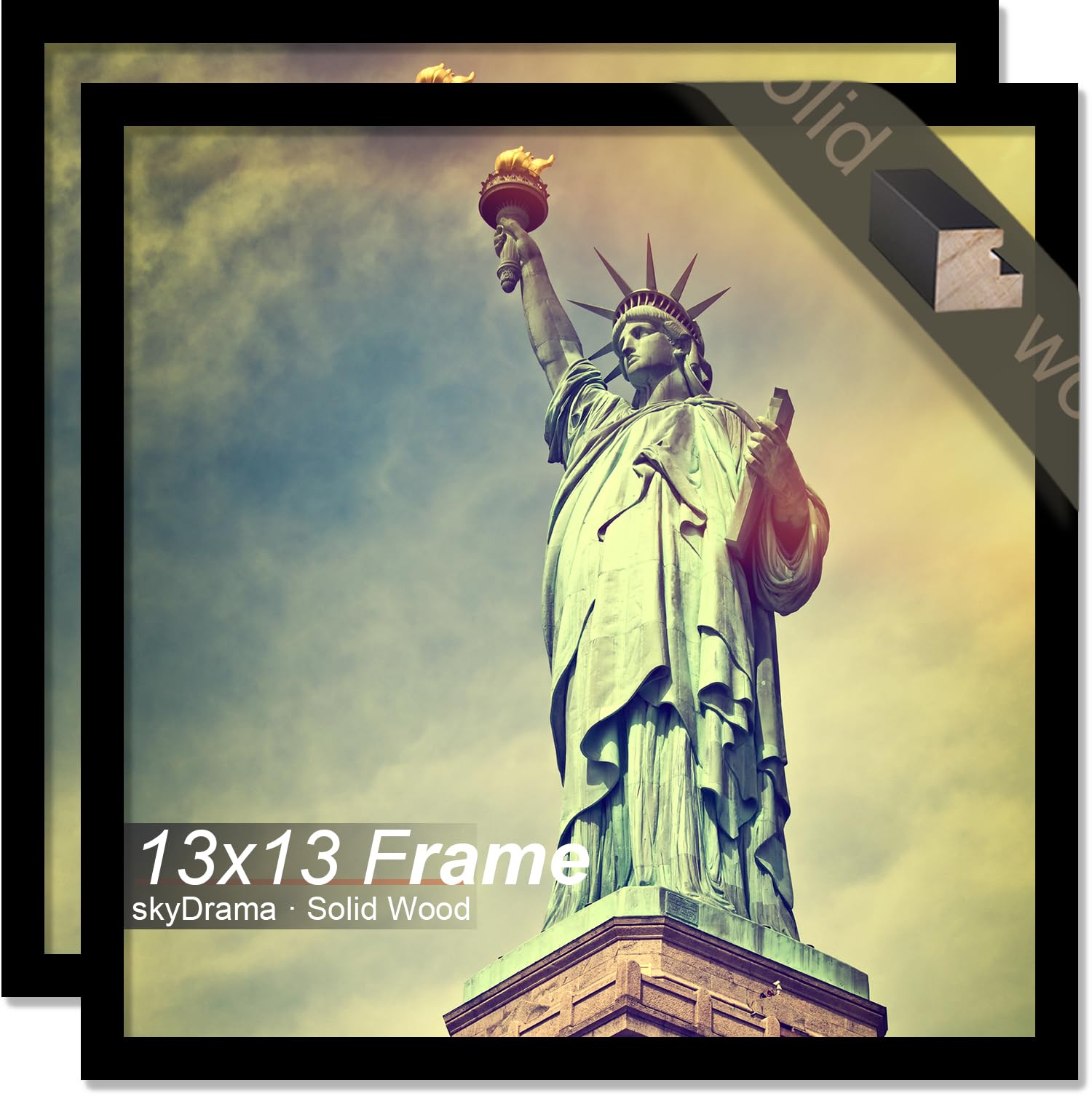 skyDrama 100% Solid Wood 13x13 Frame Set of 2, Black Square Picture ...
