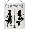 Amazon.com: JennyGems Funny Mermaid Pirate Sign, Funny Restroom Signs ...