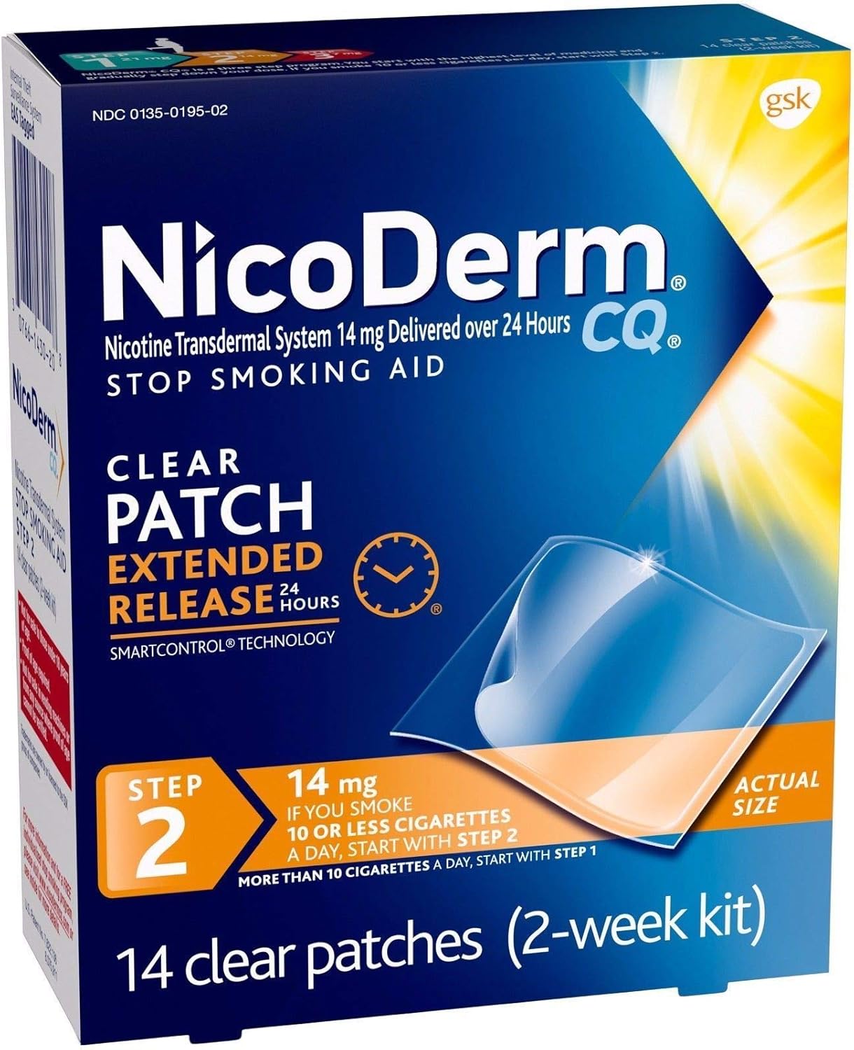 Amazon.com: Nicoderm® CQ® 14 mg Step 2 Clear Patches - 14 Count: Health ...