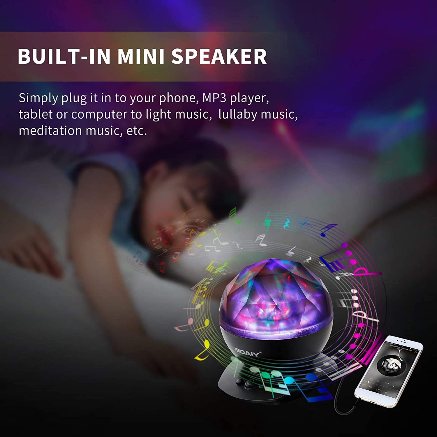 Mua SOAIY Sleep Soother Aurora Projection LED Night Light Lamp with 8 ...