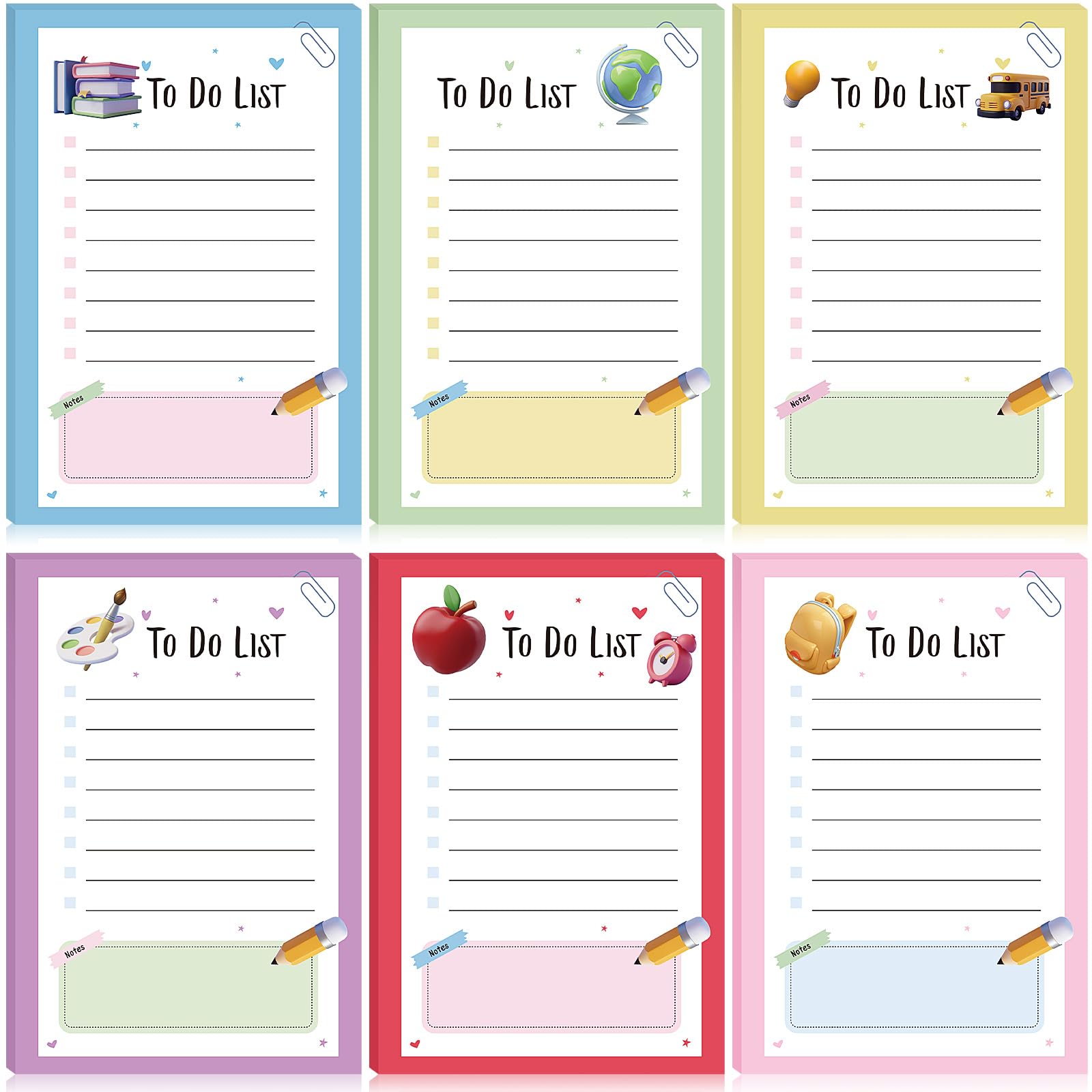 Watersay 6 Pack 300 Sheets to Do List Notepads Daily Planner Notepad Daily Checklist Notebook ...