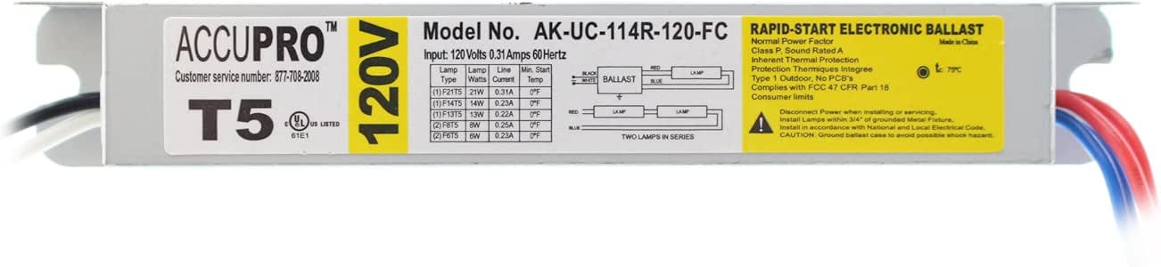 AccuPro AK-UC-114R-120-FC Instant Electronic Ballast, 1-Lamp, F21T5 21W ...