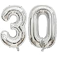 Amazon.com: Giant Silver Number 30 Balloons, 40 Inch Jumbo Number 30 ...