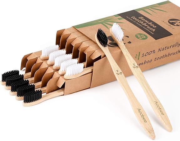 12 pack Bamboo Toothbrushes, Biodegradable Reusable Bamboo Toothbrushes ...