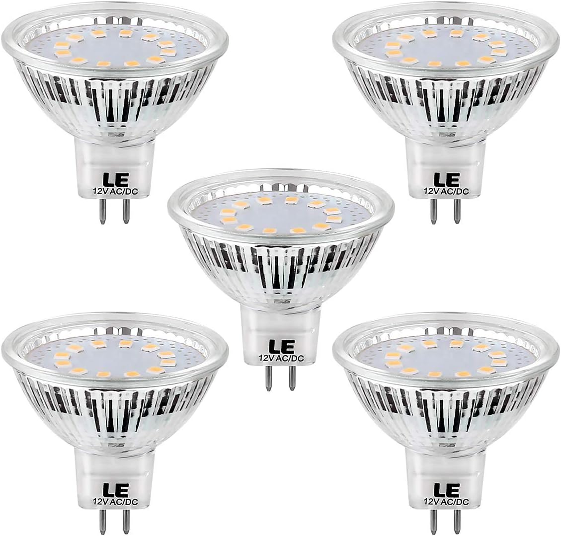 LE 5 Pack MR16 GU5.3 LED Bulbs 35W Halogen Bulbs Equivalent 3.5W 12V AC ...