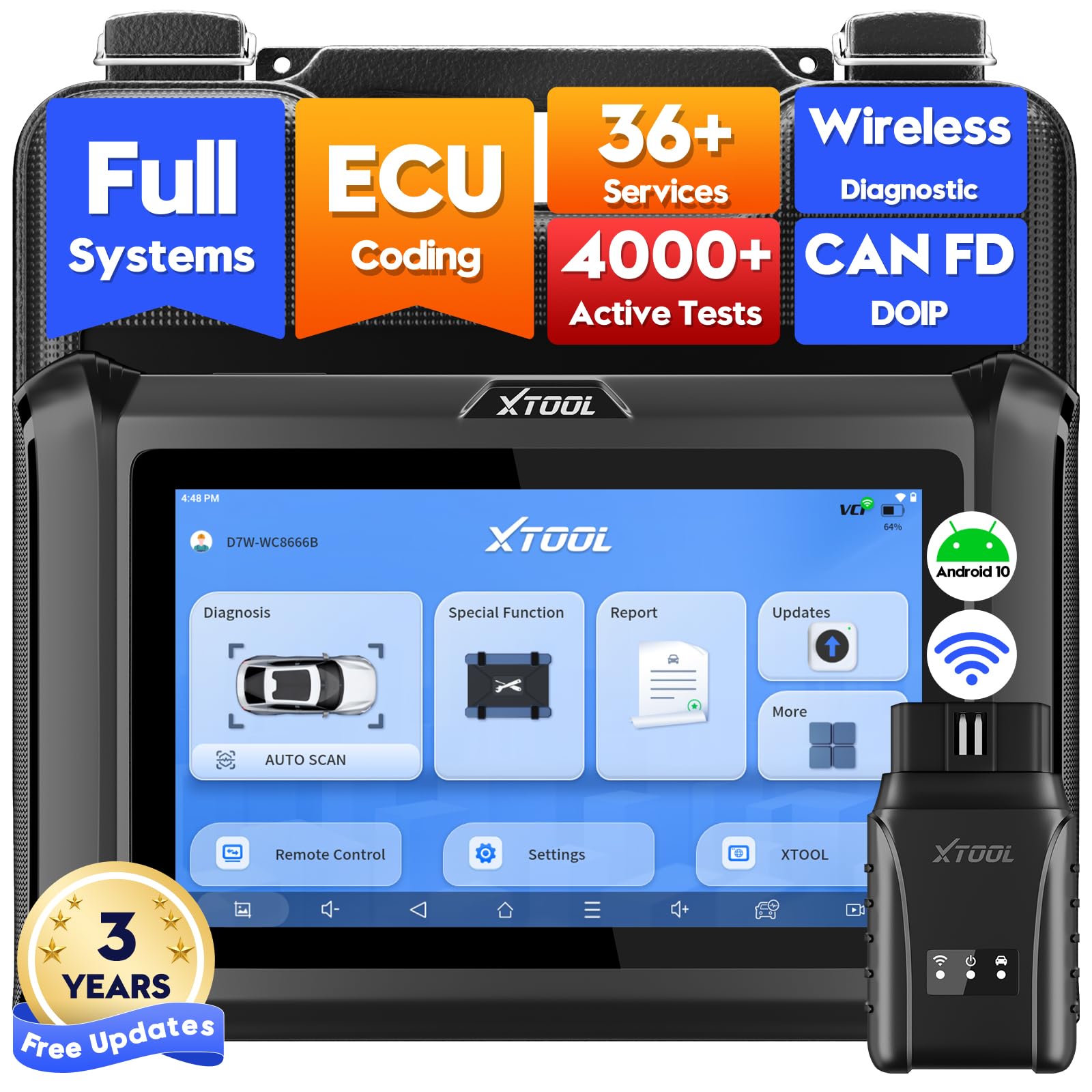 XTOOL D7W Wireless OBD2 Scanner Diagnostic Tool 2024 Upgraded Ver. of ...