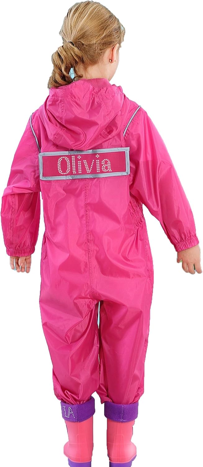 Varsany Girls Personalised Waterproof Rain Suit All in one Childrens ...